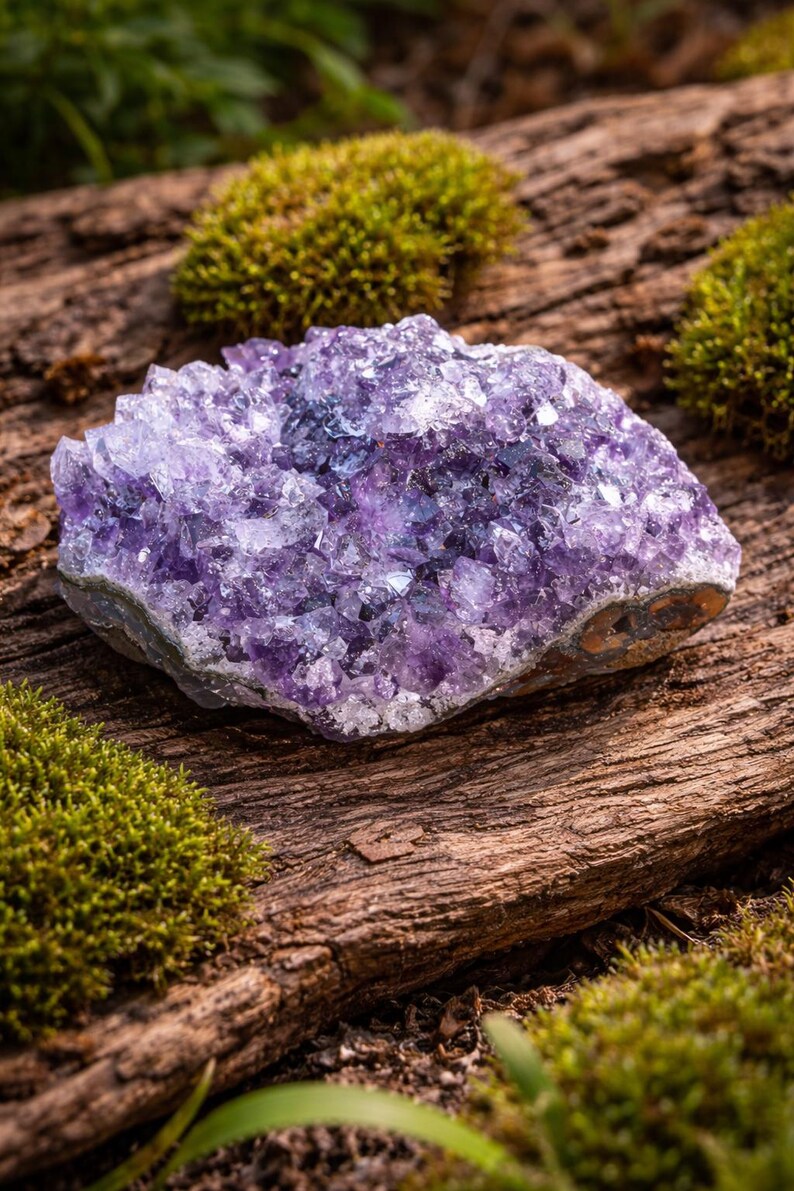Amethyst Crystal Cluster on Matrix – Deep Purple Druzy Specimen From ...
