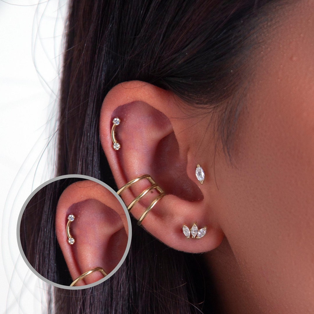 14K Solid Gold Piercing, Solid Gold Piercing, Earring Piercing, Stud ...