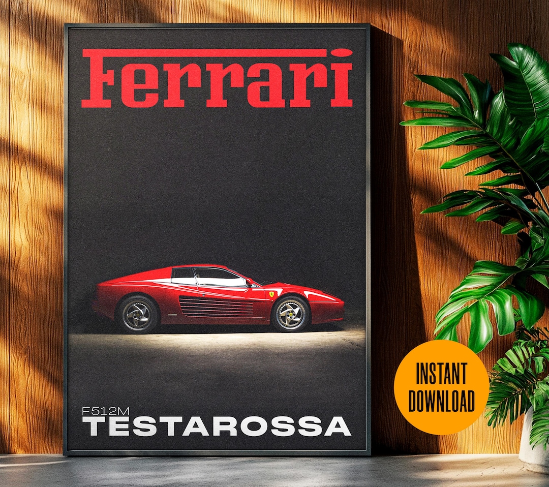 Ferrari F512M Testarossa Digital Poster | Vintage Car Wall Art | Retro ...