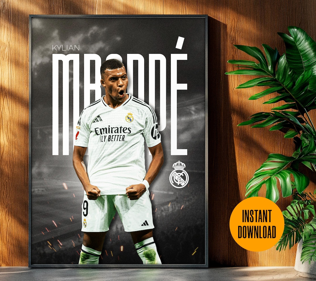 Kylian Mpabbé Print, Mbappé Poster, Football Gift, Sports Poster ...