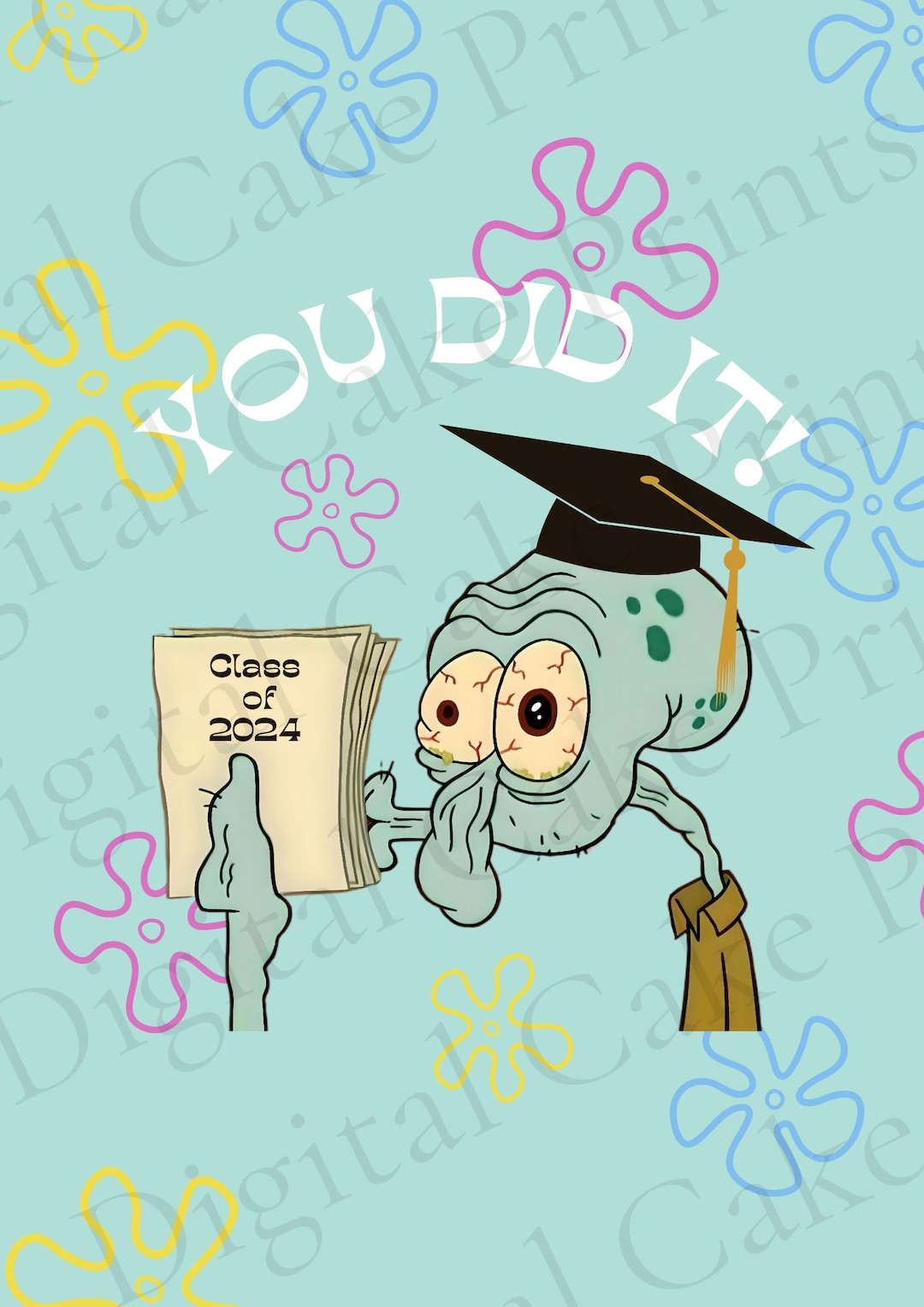 Squidward Graduation Cake QUALITY PDF PRINT - Etsy