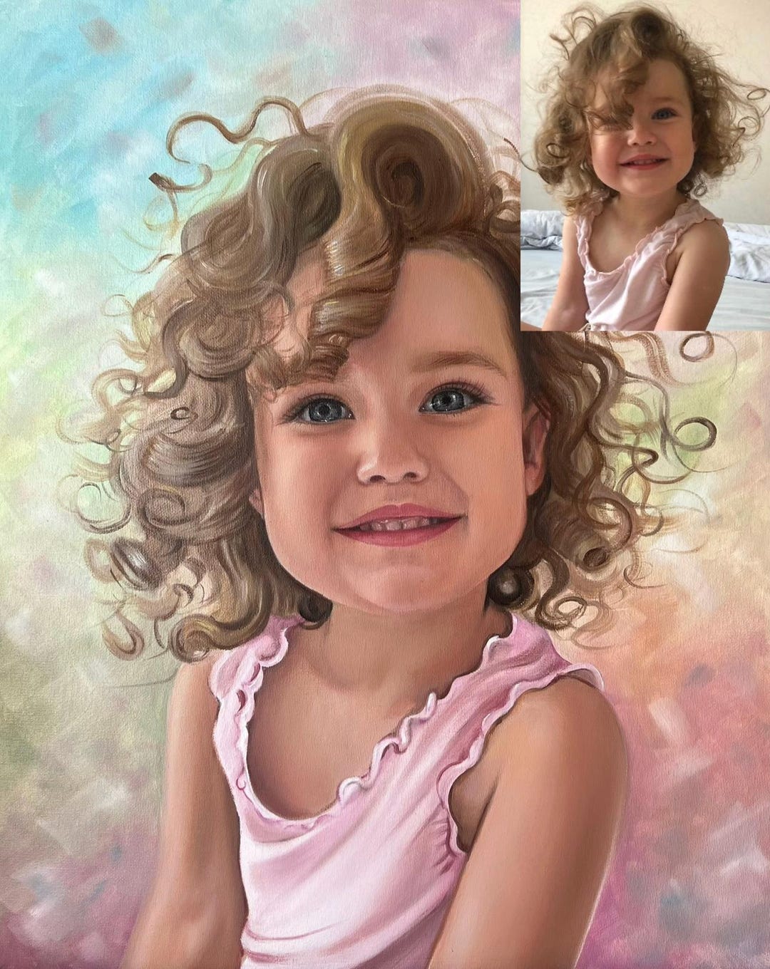 Custom Girl Oil Portrait, Hand-painted on Canvas - Etsy