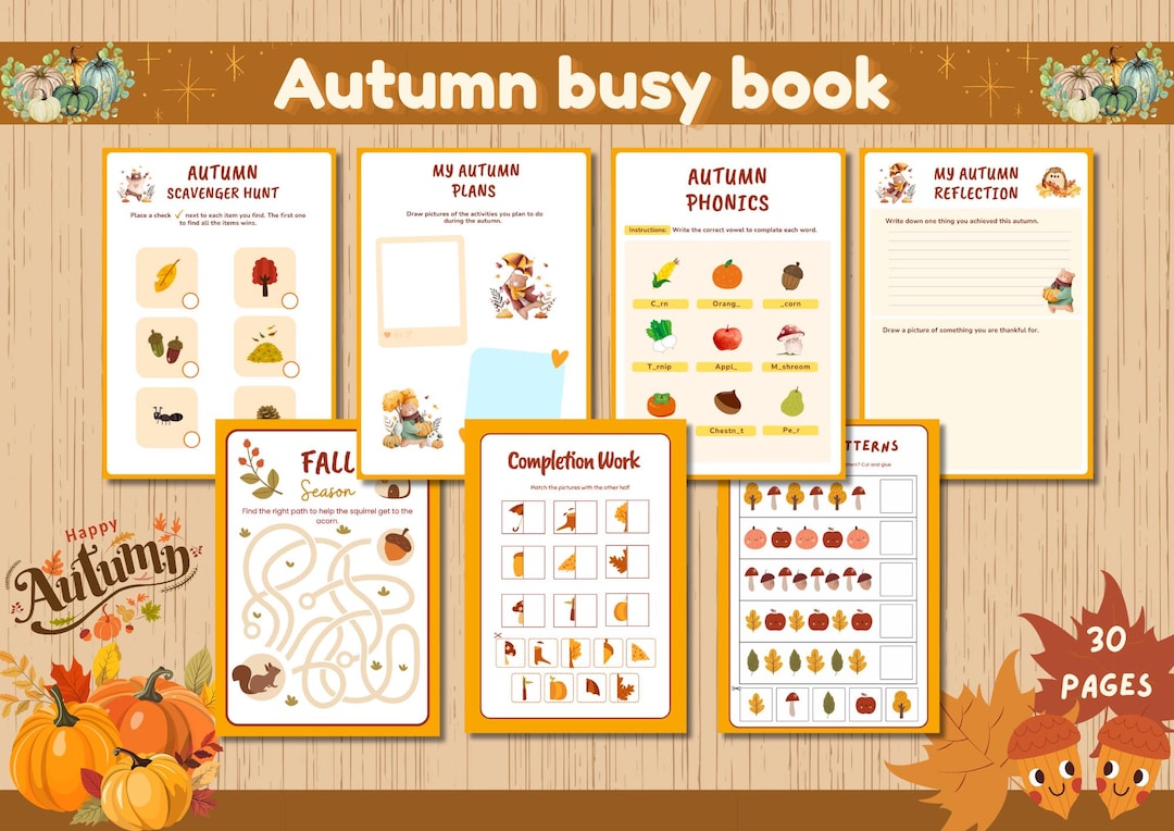 Fall Busy Book: Montessori Learning, Toddler Activities (printable PDF ...