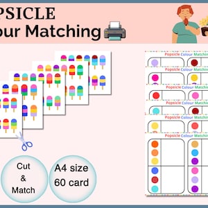 ICE CREAM Color Matching Printable Activity. Popsicle Colors Learning ...