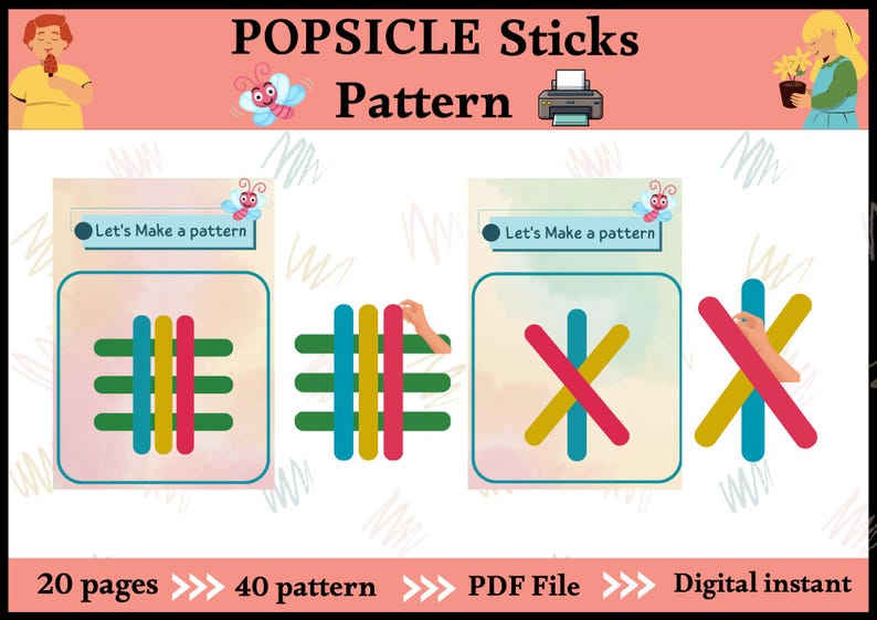 Popsicle Sticks Activity Pattern,popsicle Sticks Preschool,montessori ...