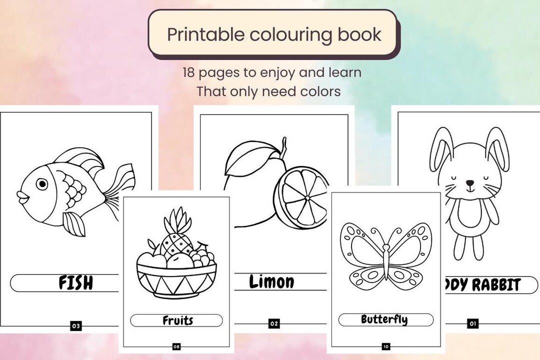 Printable Coloring Pages for Kids: Preschool Learning Activity (PDF ...
