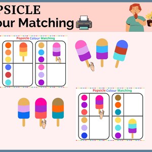 ICE CREAM Color Matching Printable Activity. Popsicle Colors Learning ...