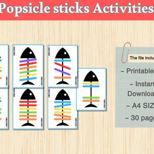 Popsicle Sticks Color , Preschool Activity Cards, Printable Fun for ...