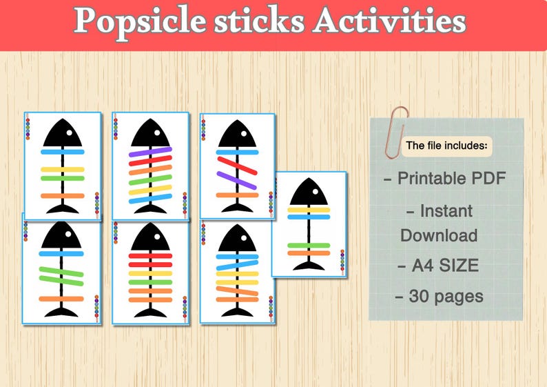 Popsicle Sticks Color , Preschool Activity Cards, Printable Fun for ...