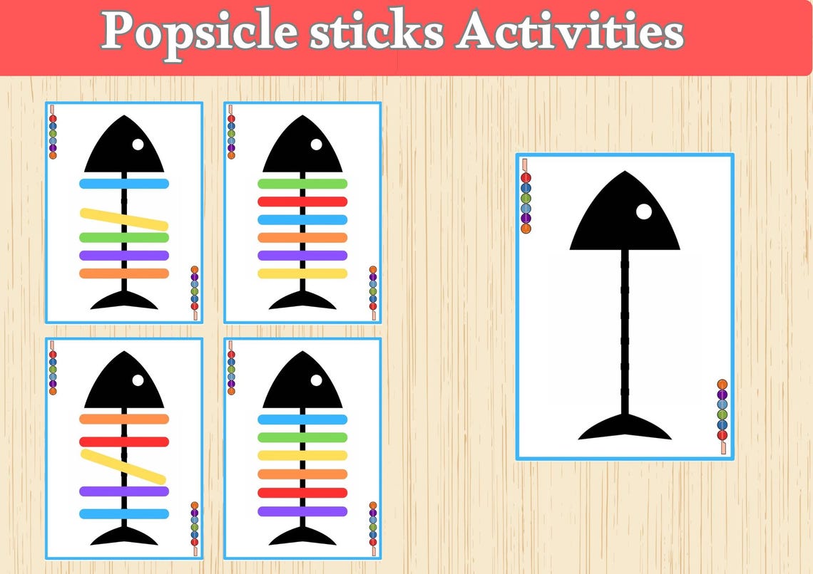 Popsicle Sticks Color , Preschool Activity Cards, Printable Fun for ...