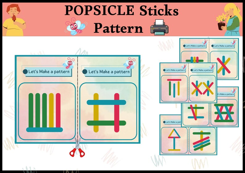 Popsicle Sticks Activity Pattern,popsicle Sticks Preschool,montessori ...