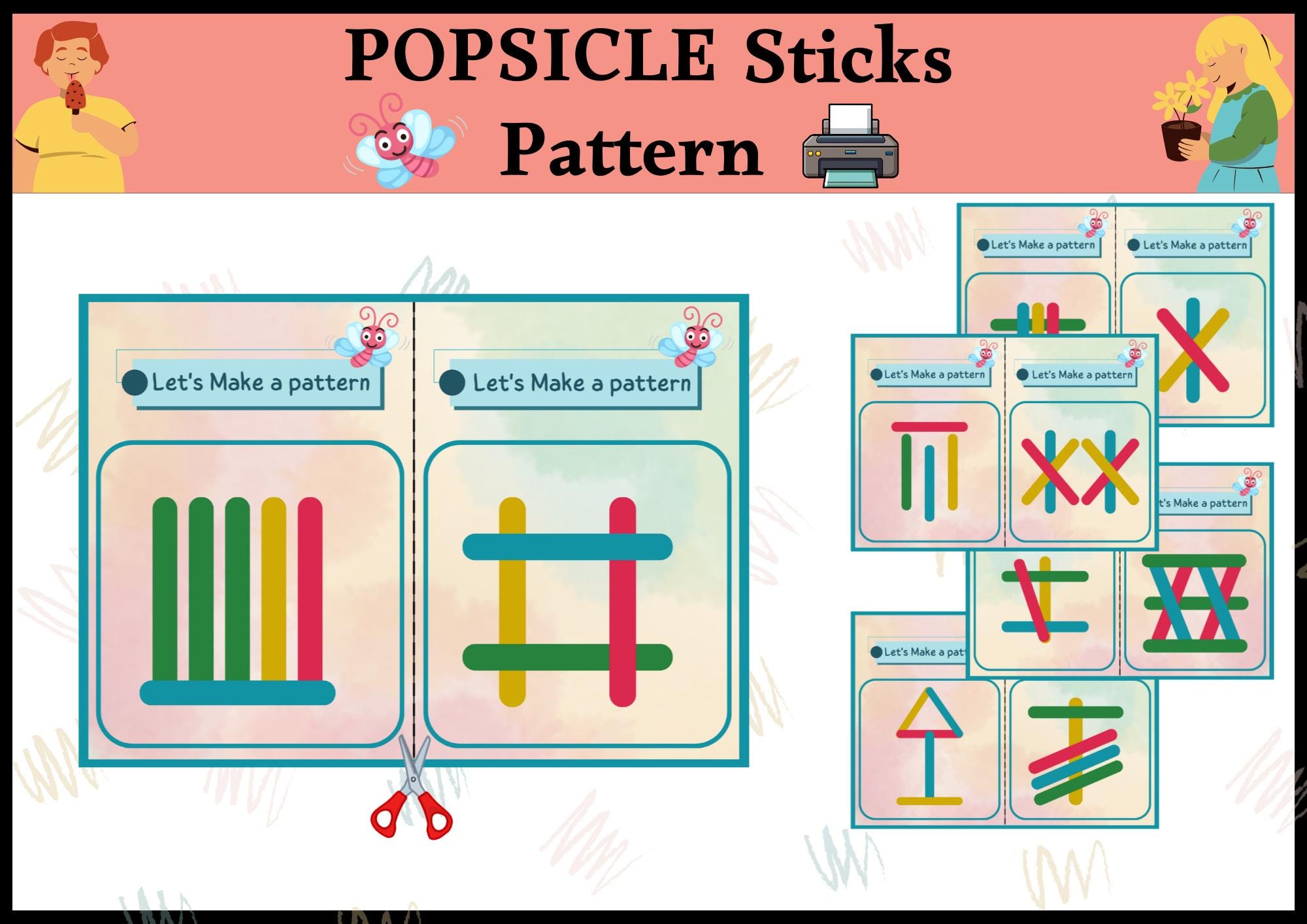 Popsicle Sticks Activity Pattern,popsicle Sticks Preschool,montessori ...