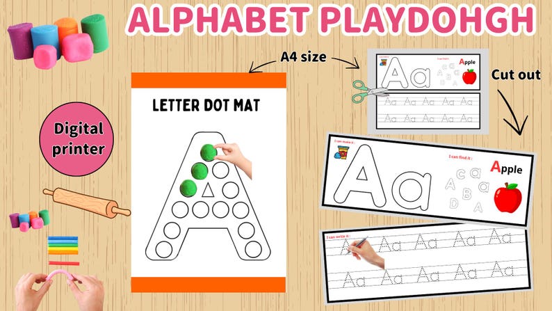 Preschool Alphabet Play Dough Mats- Letters Play Dough- Preschool, Pre ...