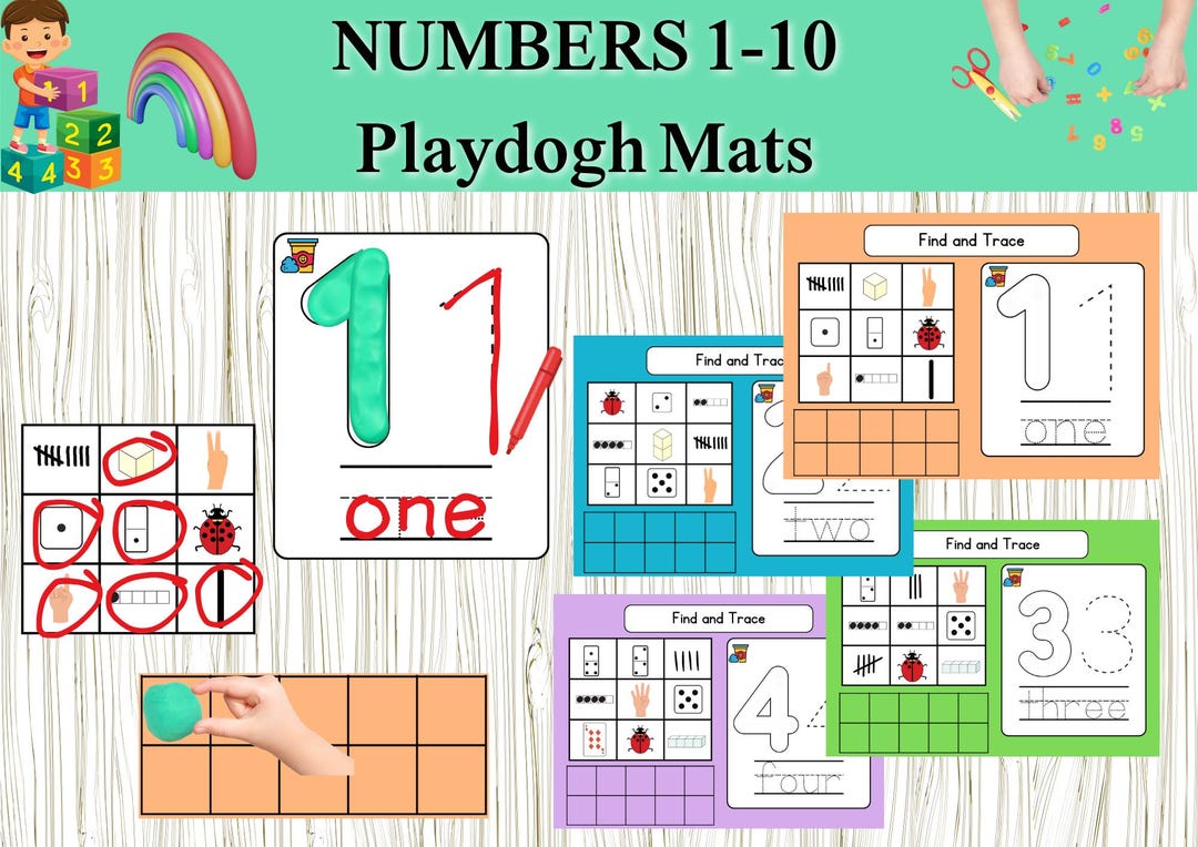 Numbers 1-10 Playdough Mats Printable | Preschool Number Activities ...