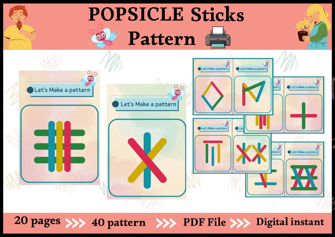 Popsicle Sticks Activity Pattern,popsicle Sticks Preschool,montessori ...