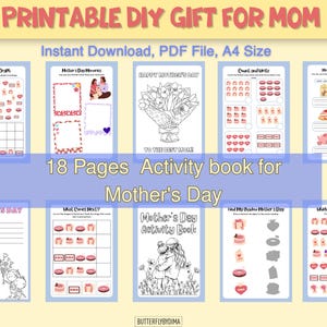 Mother’s Day Activity Book Printable | 18 Pages DIY Gift for Mom From ...