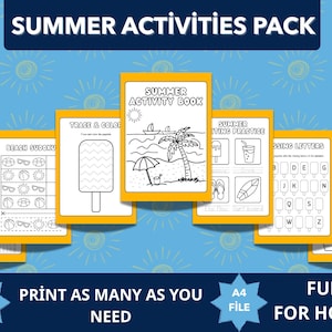 Summer Activity Pack,printable Worksheet for Kids, Fun Educational ...