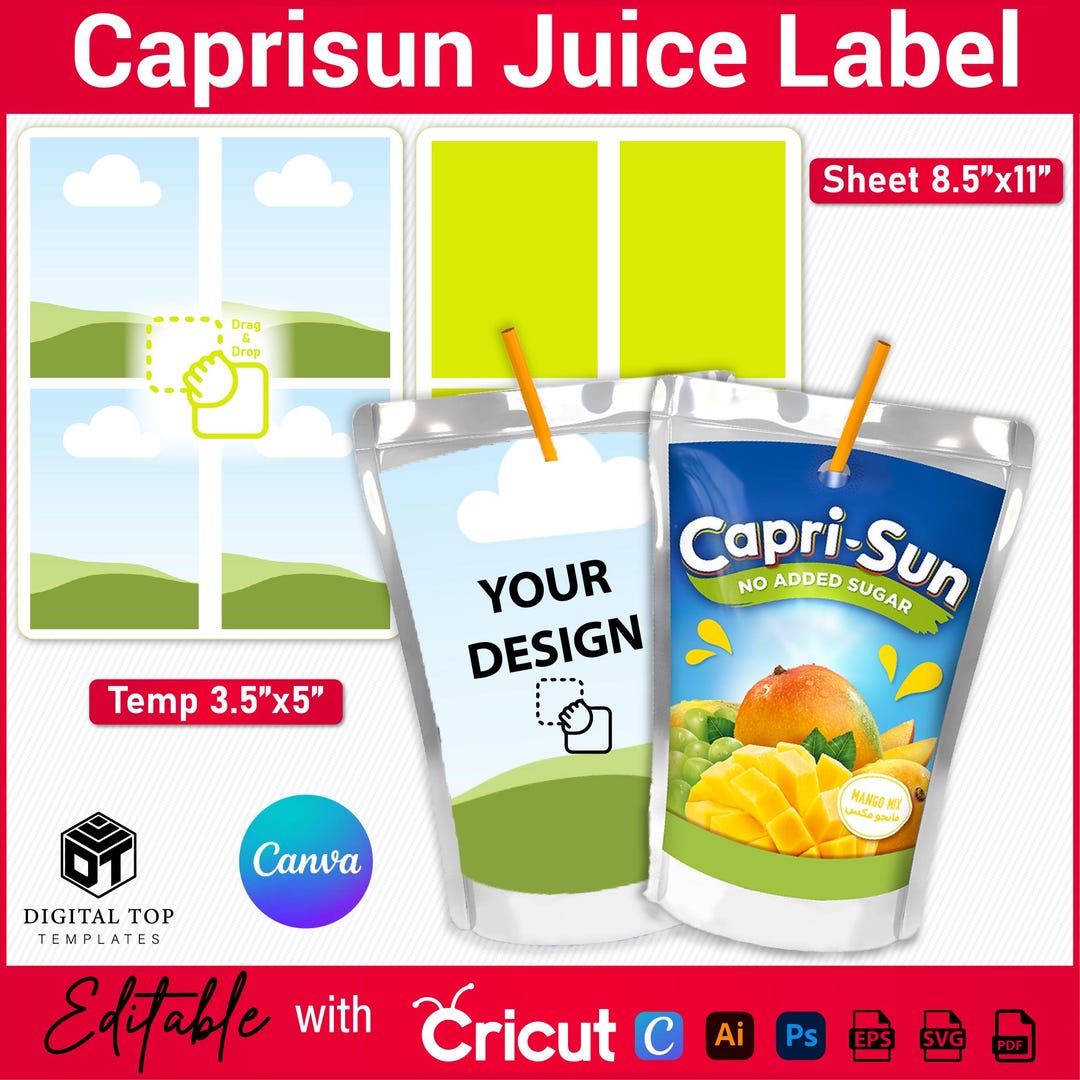Caprisun Juice Template, Custom Caprisun Label, Capri Juice Pouch Label ...