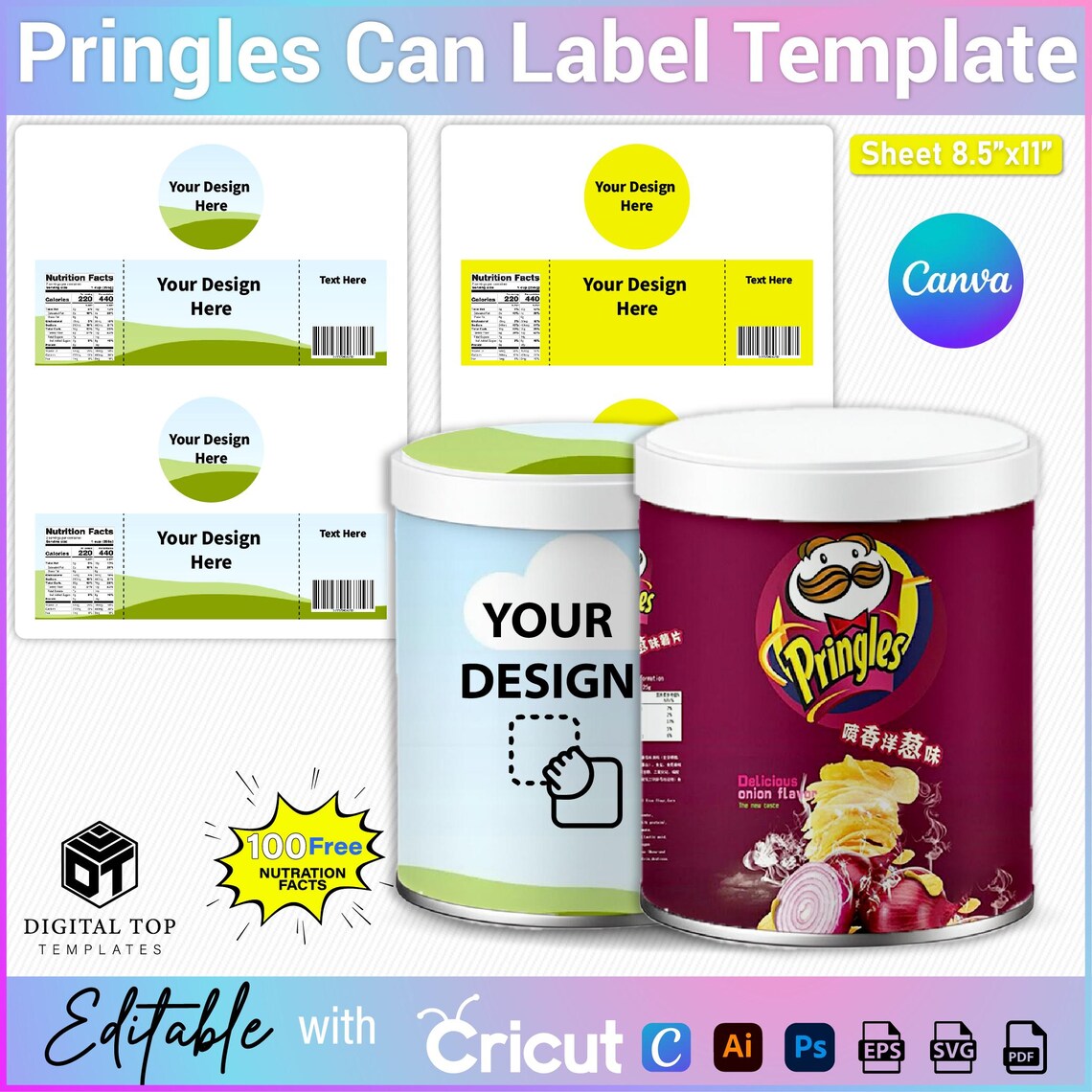 1.3 Oz Pringles Template, Pringles Label, Chip Can Label Template ...
