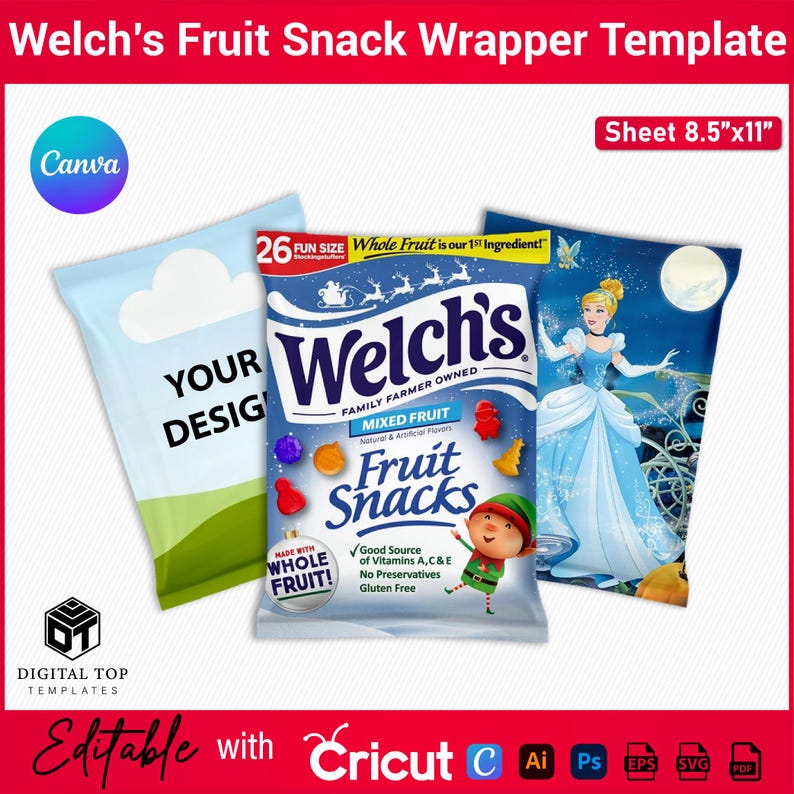Welch's Fruit Snack Label, Editable Blank Fruit Snack Label, Fruit ...