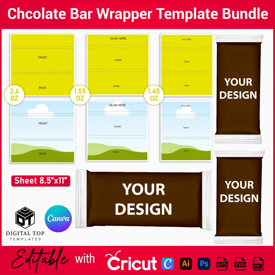 Chocolate Bar Template Bundle, Chocolate Wrapper Template, Chocolate ...
