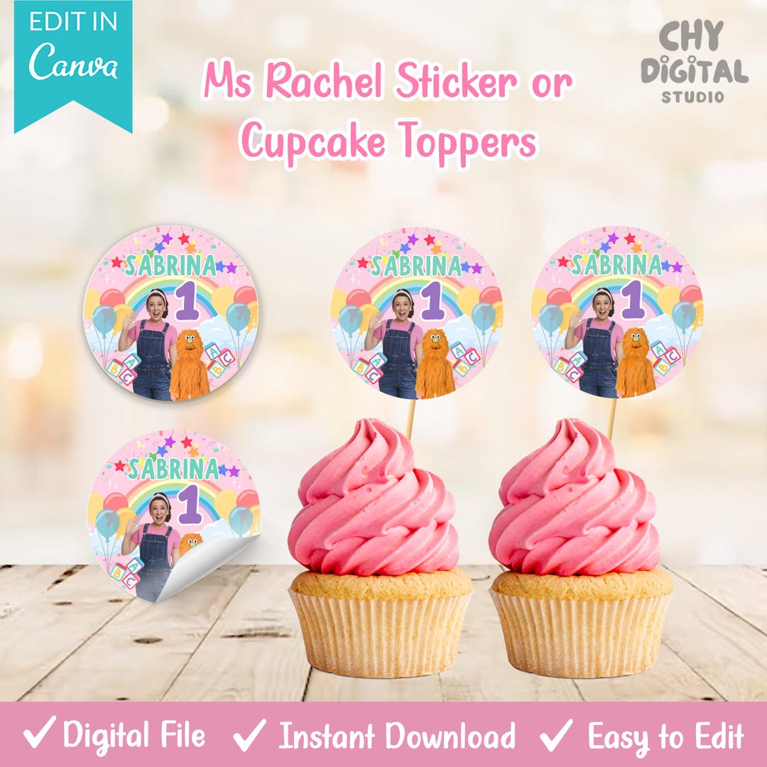 Editable Ms. Rach Party Sticker Labels, Ms Rachel Cupcake Toppers, Ms ...