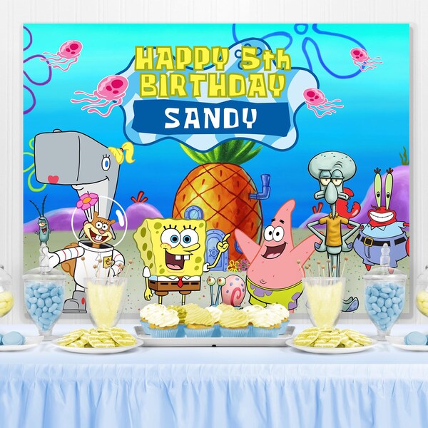 Spongebob Birthday Backdrop - Etsy