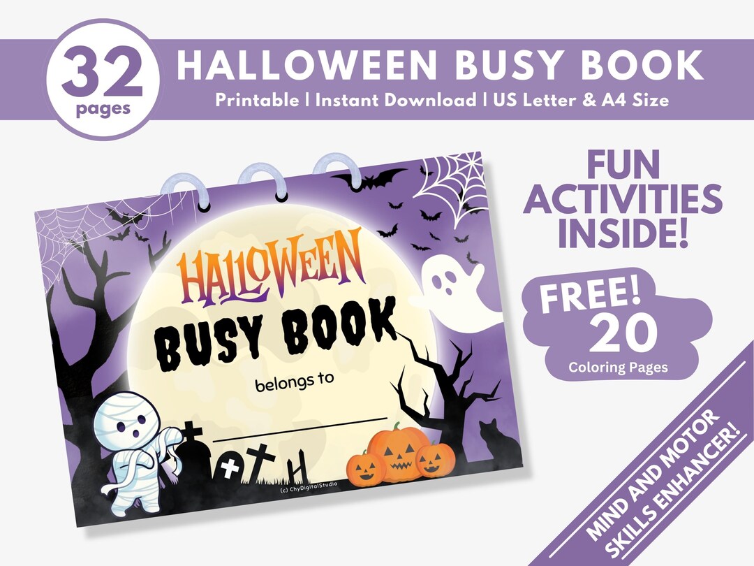 Halloween Busy Book Printable, Halloween Activity Book Toddler Learning ...