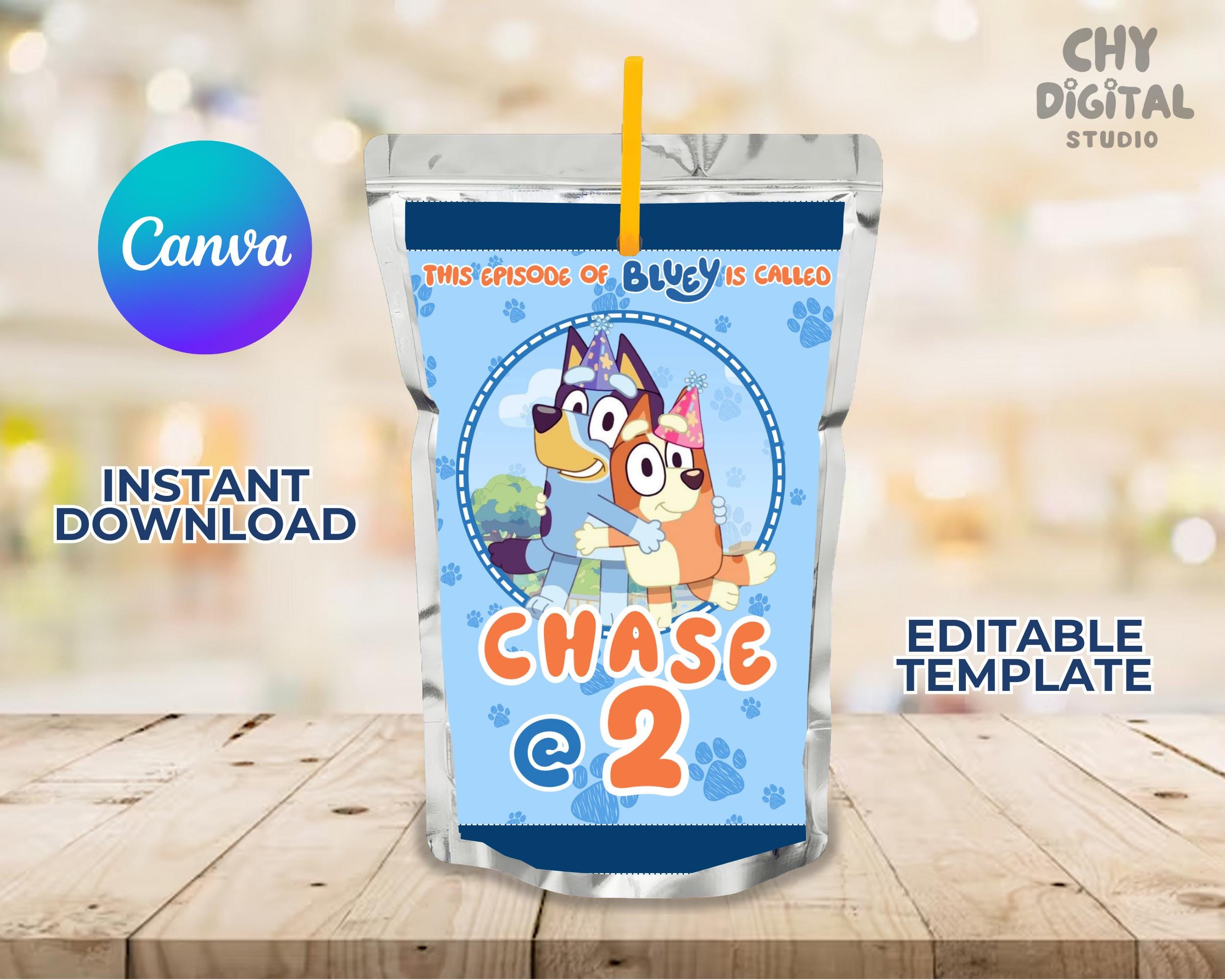 Editable Bluey Capri Sun Label, Bluey and Bingo Party Favors Blue Dog ...