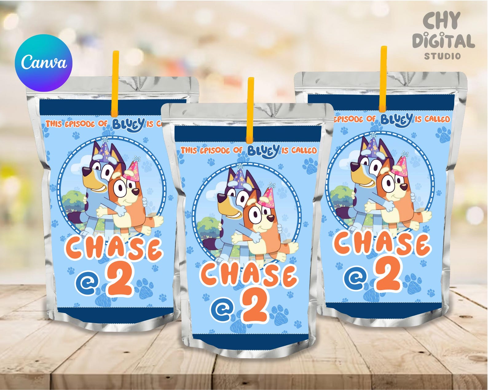 Editable Bluey Capri Sun Label, Bluey and Bingo Party Favors Blue Dog ...
