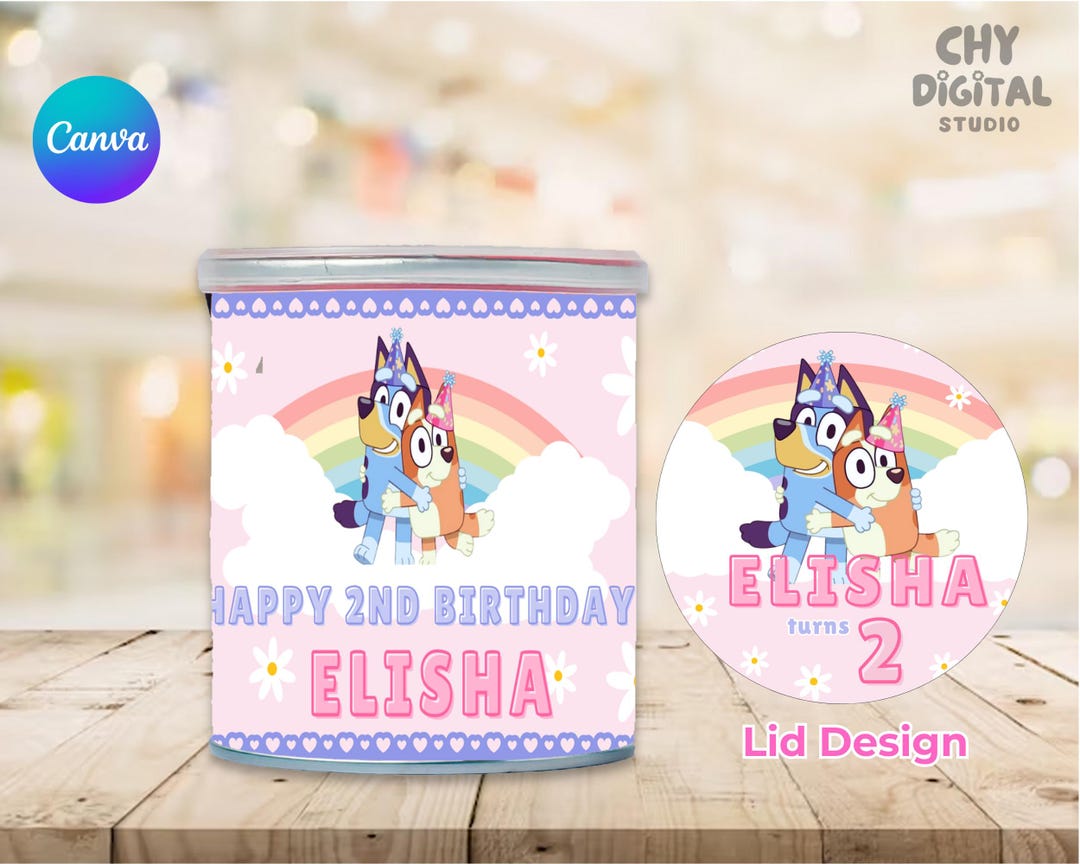 Pink Bluey Pringles Party Favors Potato Chip Can for Girl Printable ...