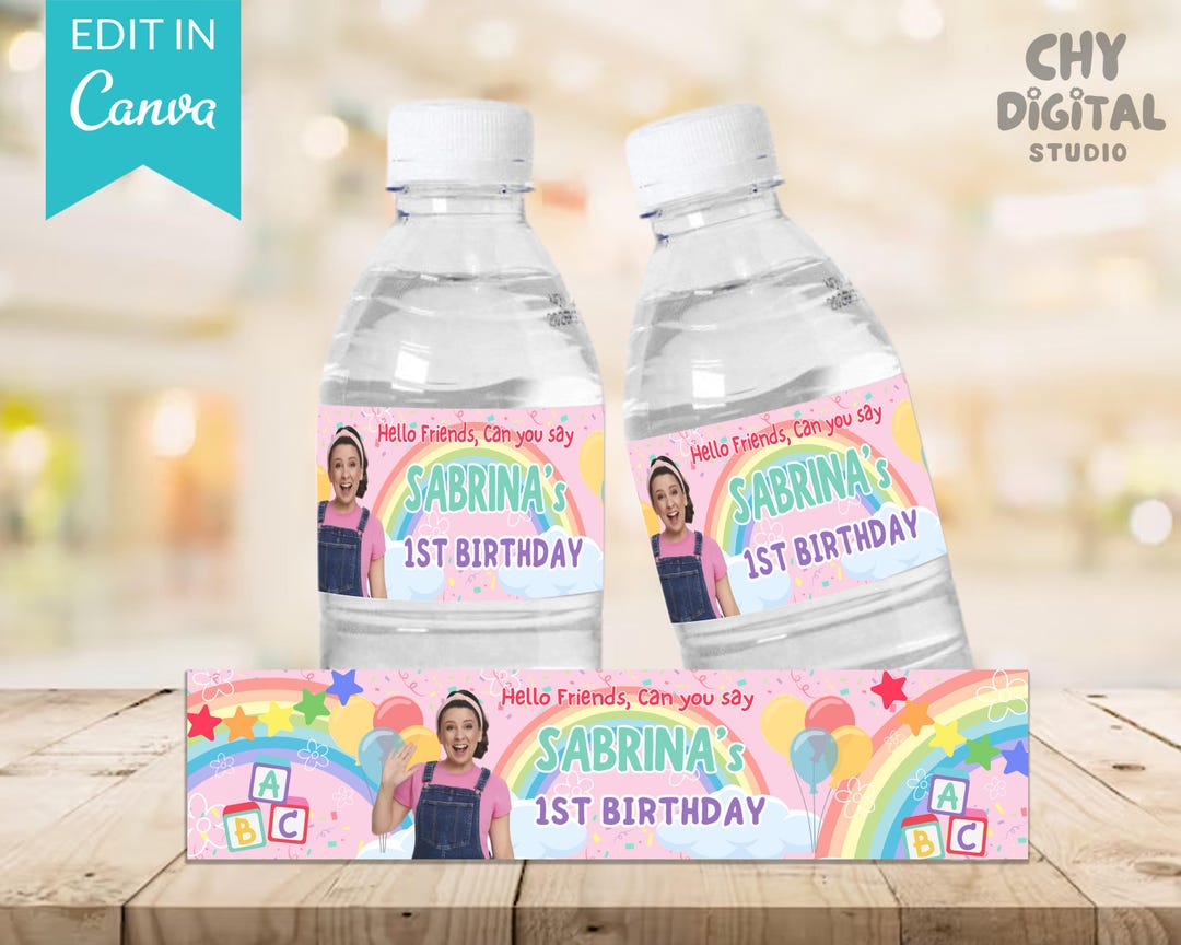 Editable Ms Rach Water Bottle Wrap Label, Ms Rach Birthday Party Decor ...