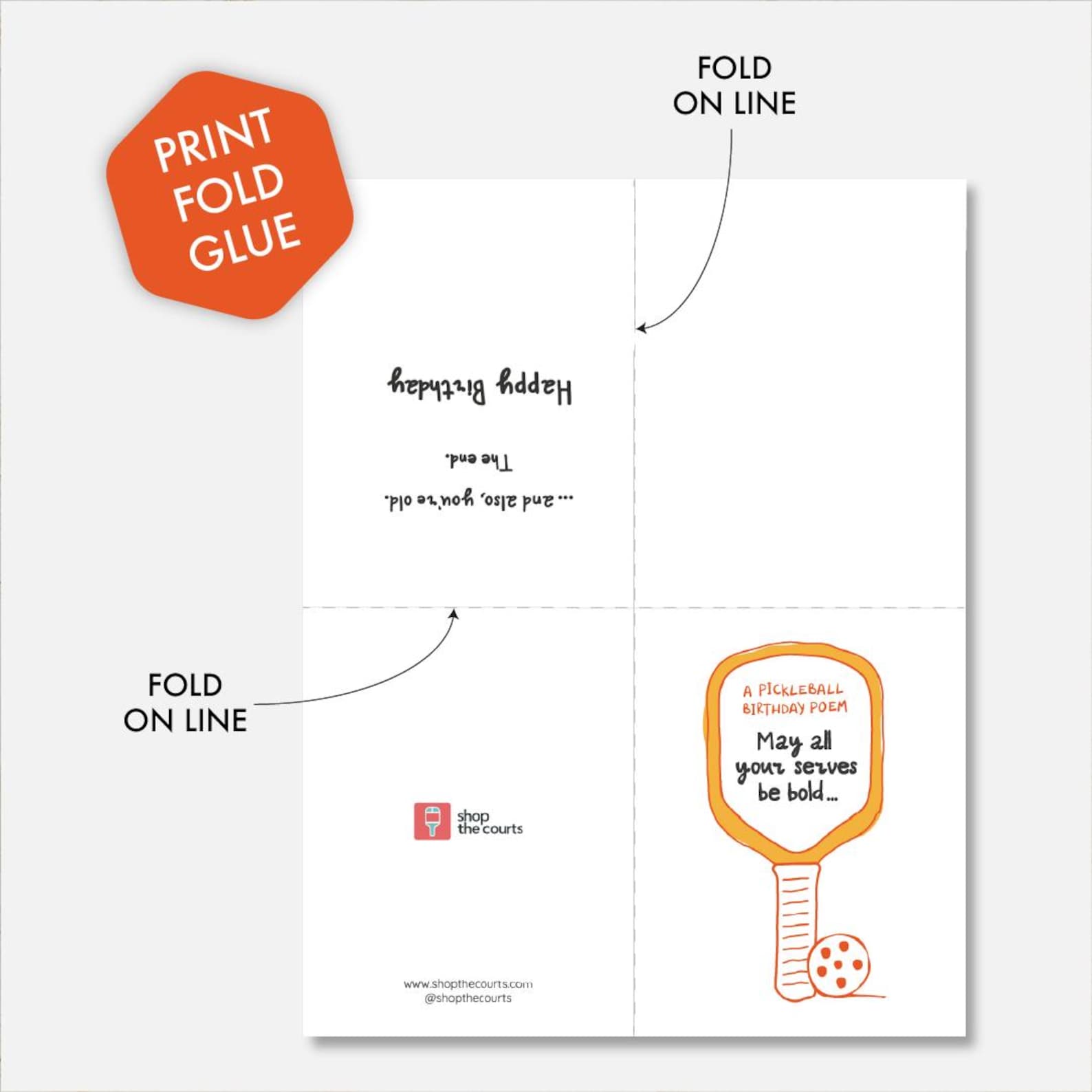 Printable Funny Pickleball Birthday Card | Pickleball Poem & Cartoon ...