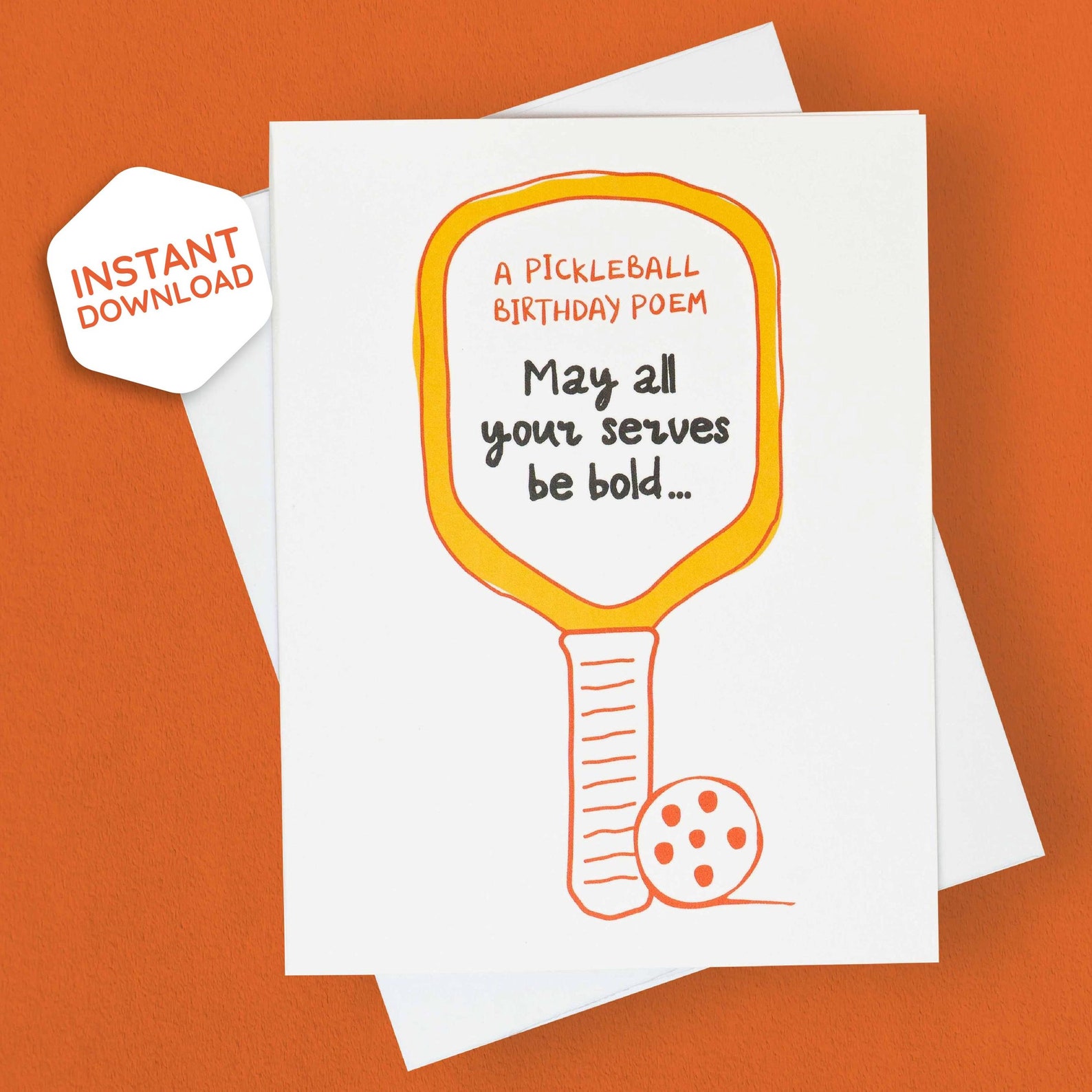 Printable Funny Pickleball Birthday Card Pickleball Poem & Cartoon ...