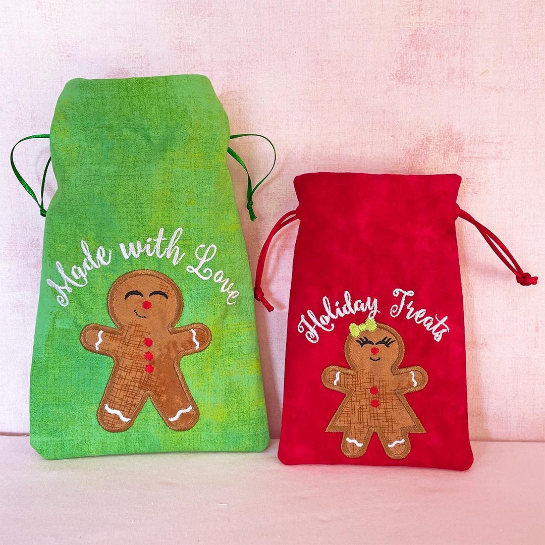 Gingerbread Treat Bags in the Hoop Machine Embroidery Design - Etsy