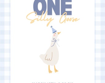 One Silly Goose First Birthday Digital Invitation - Etsy