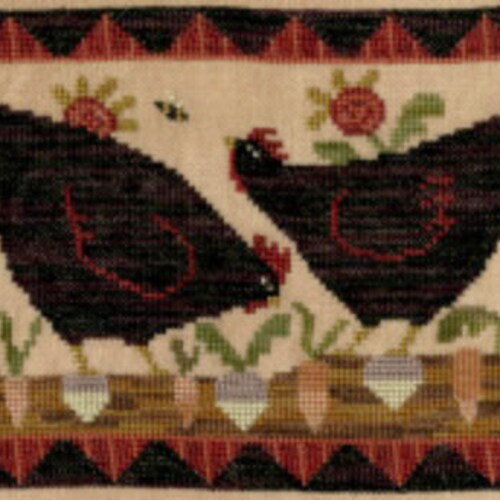 Chicken Primitive Cross Stitch Chart Needlework DIY - Etsy