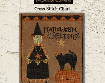 Halloween | Primitive | Cross Stitch Chart | Needlework | DIY | Crafts ...
