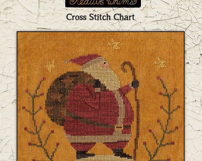 Santa Christmas Primitive Cross Stitch Chart - Etsy