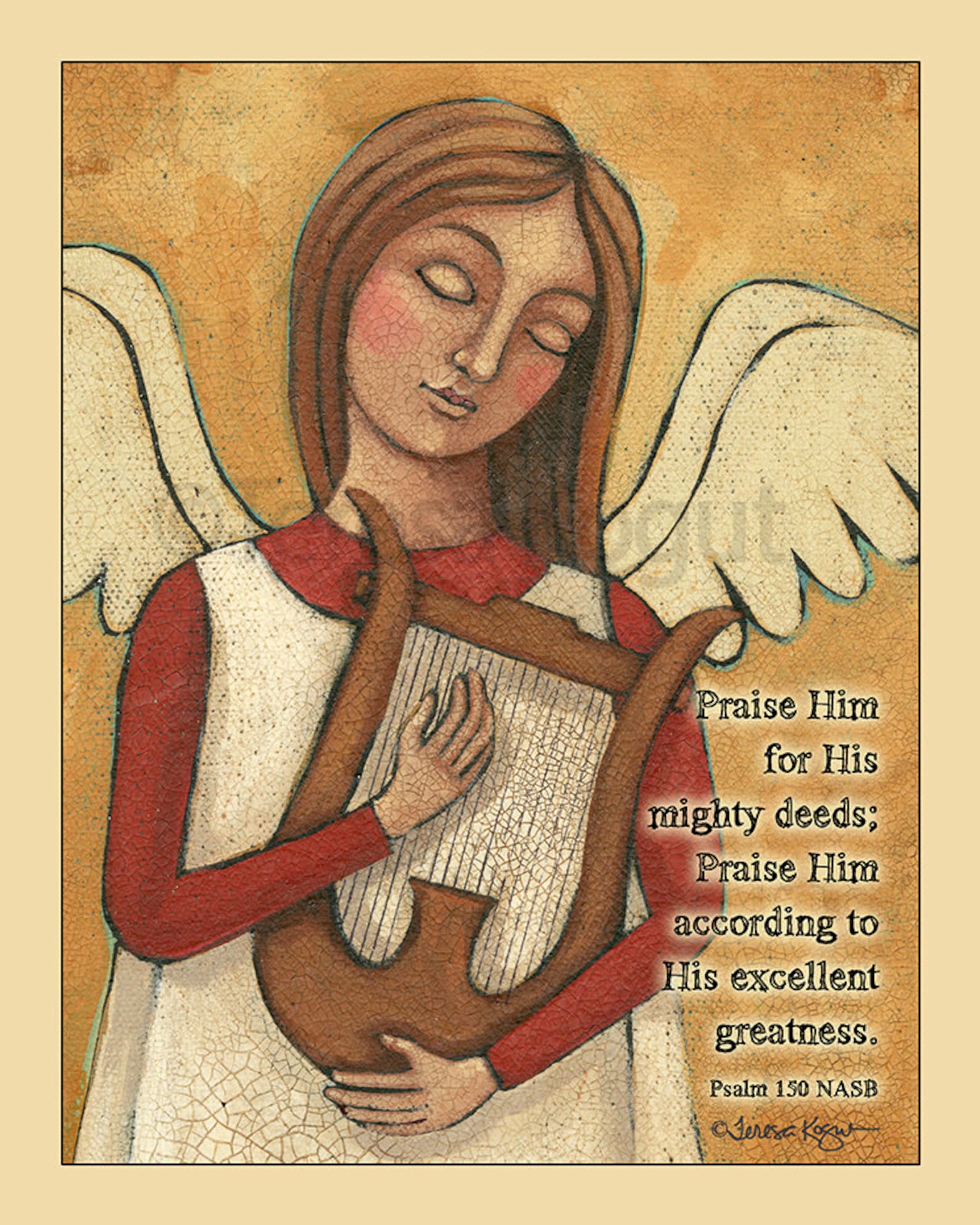 Wall Art | Wall Decor | Angel | Praise With the Harp | 8x10 Print ...