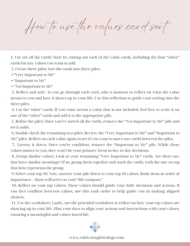 Discover Your Core Values: A Guided Card Sort Activity for Personal ...