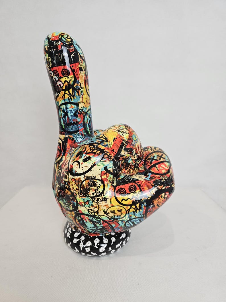Artbrut by Ann - Middle Finger Graffiti Art Statue / Colorful Street ...