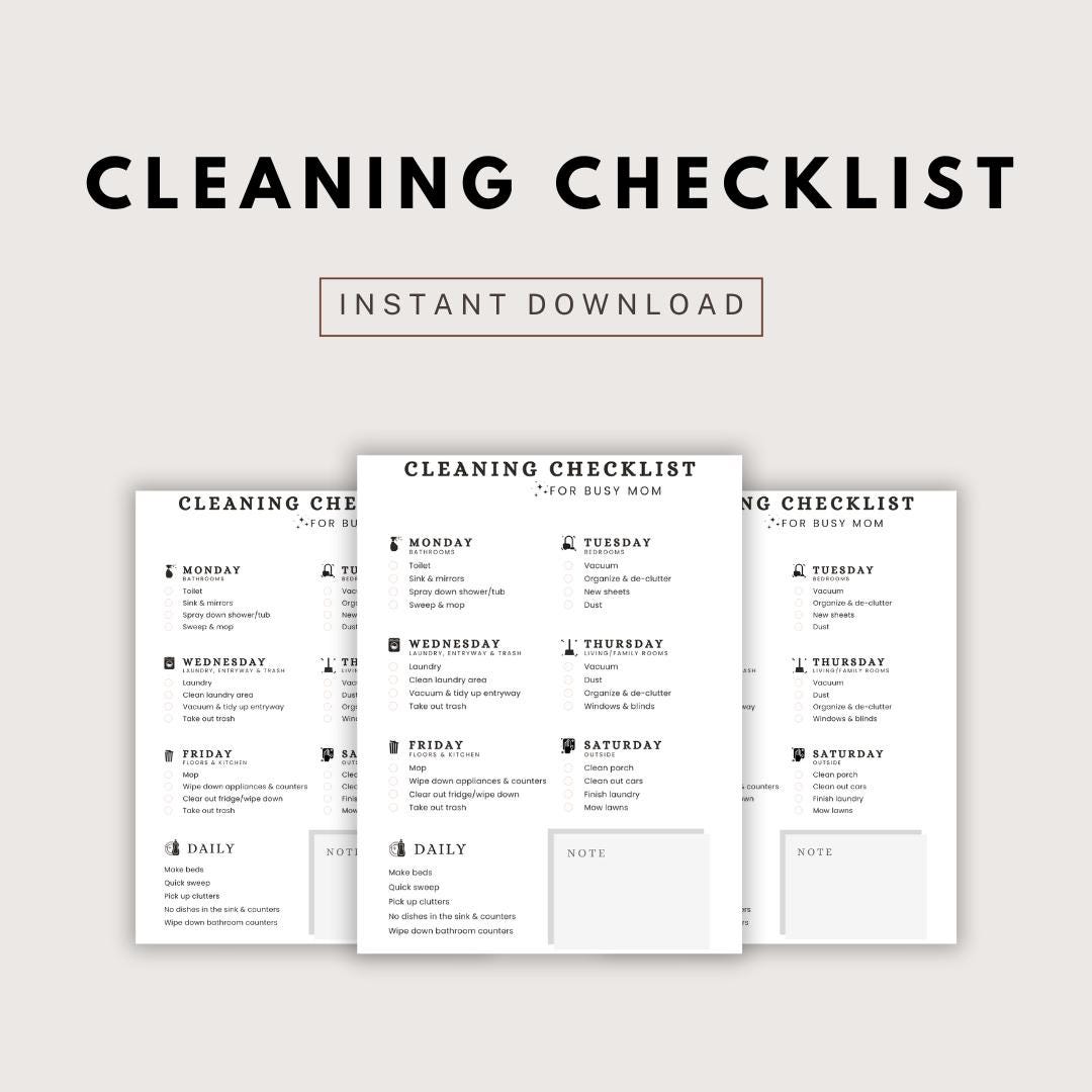Editable Working Mom Cleaning Checklist, Printable A4 Planner for Busy ...