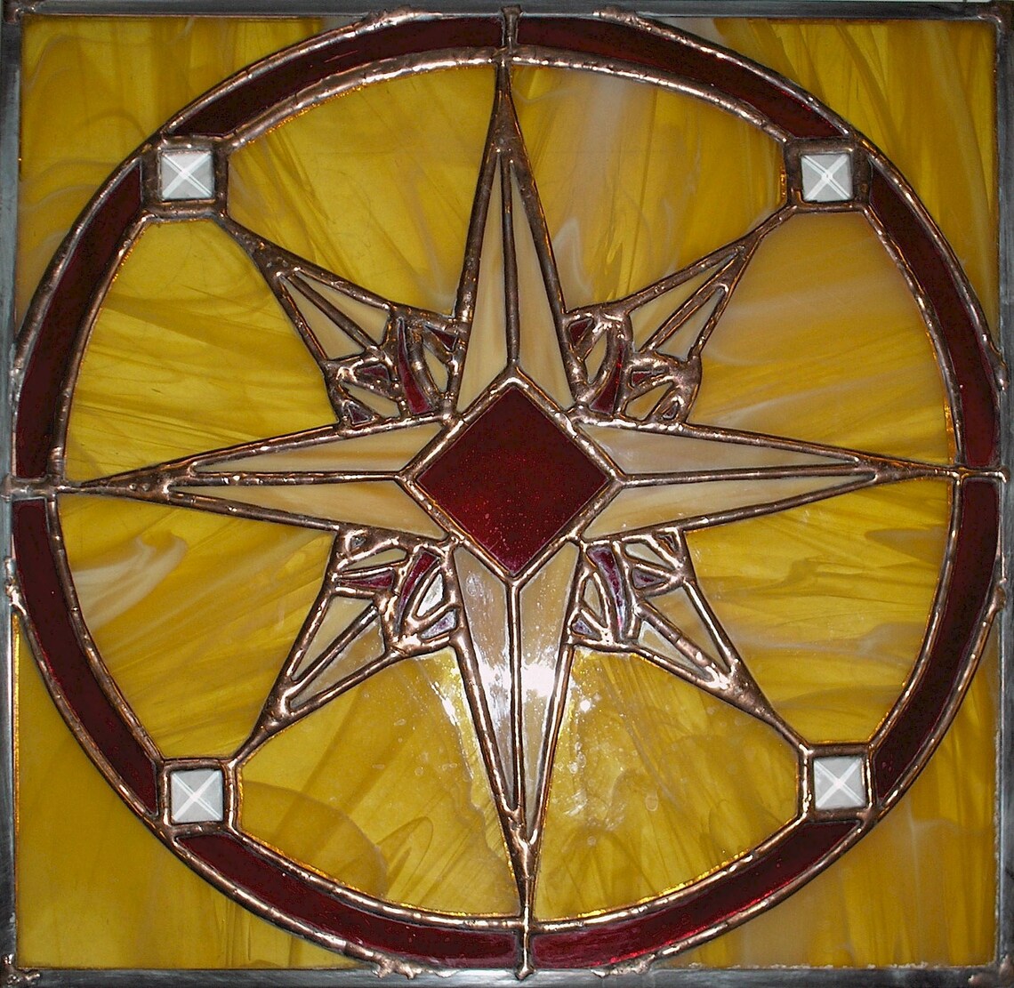 12 X 12 Stained Glass compass Rose - Etsy UK