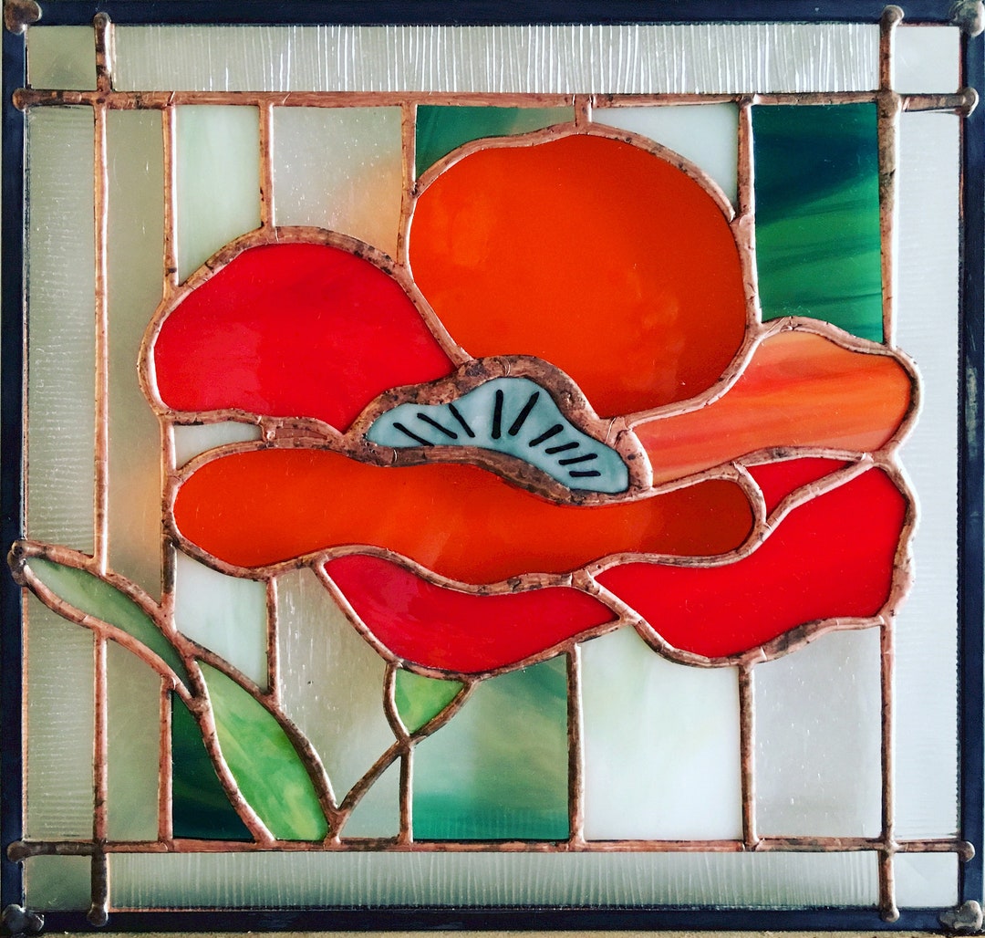 12" X 12" Stained Glass "california Poppy" State Flower Pattern PDF B&W ...