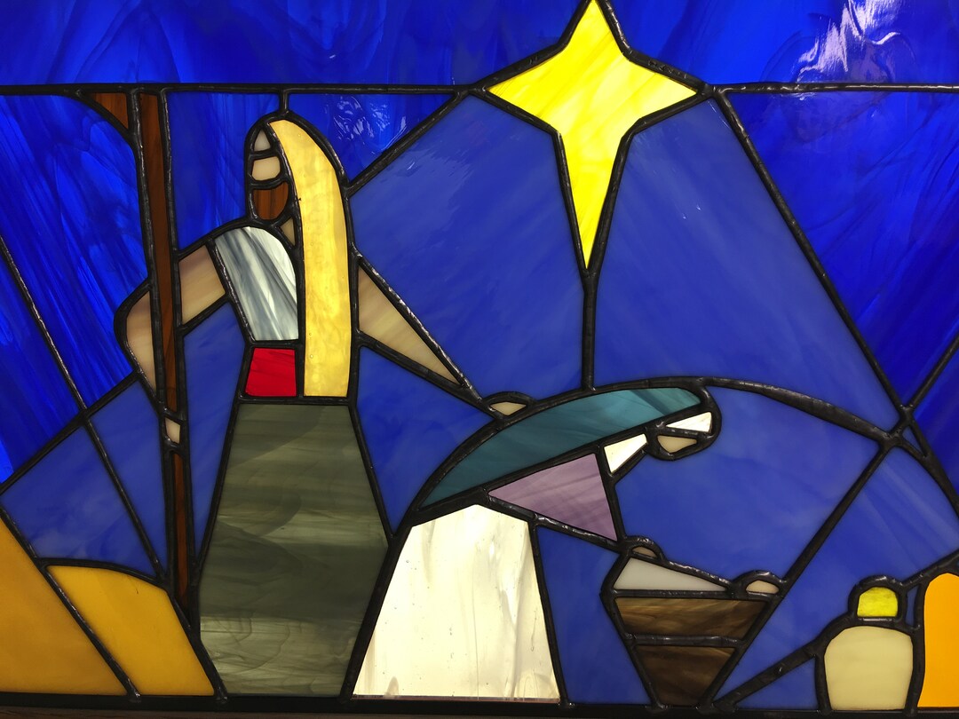 12" X 21" Stained Glass "deco Nativity" Pattern PDF B&W Digital ...