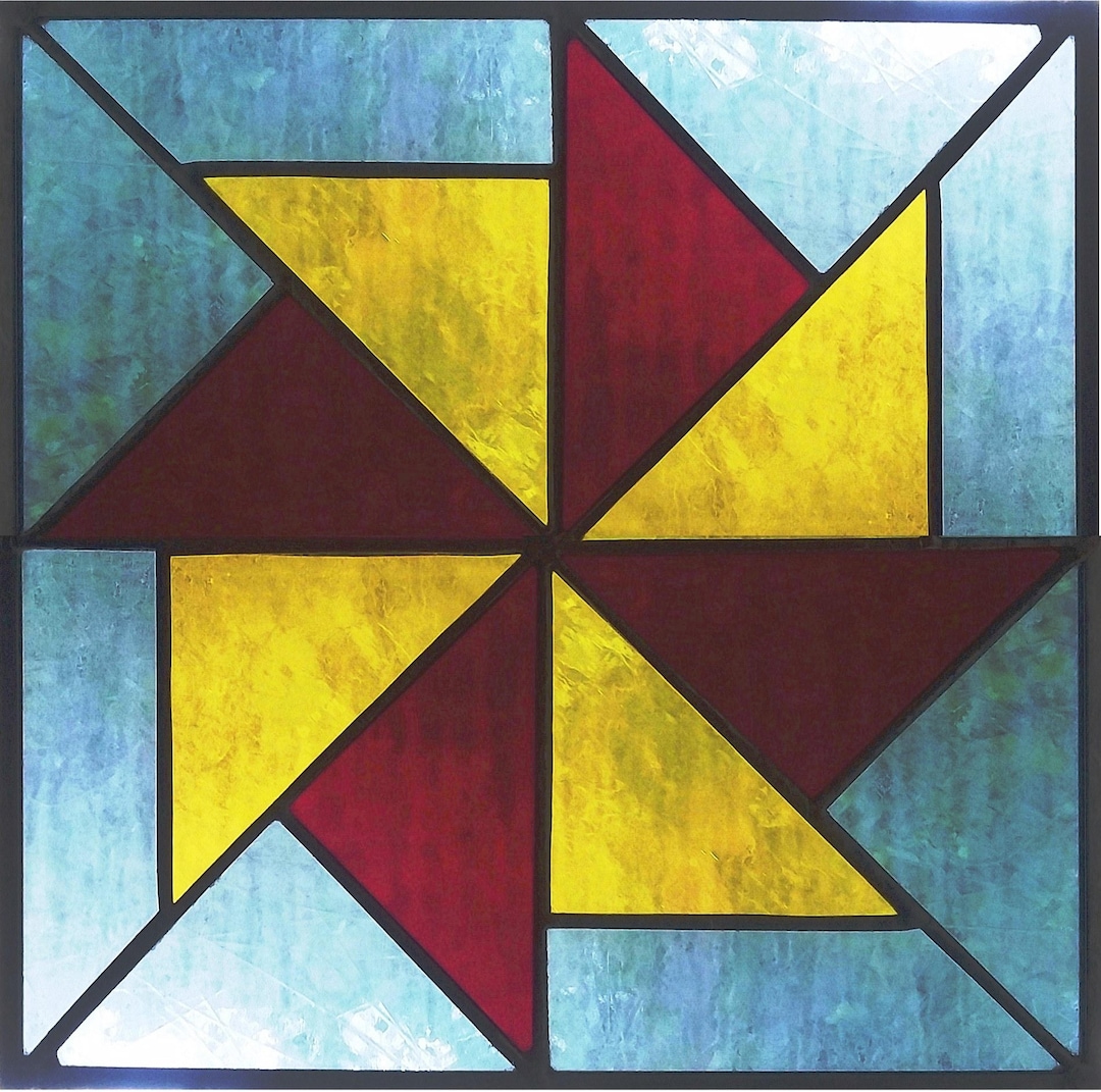 12" X 12" Stained Glass "windmill Traditional" Pattern PDF B&W Digital ...
