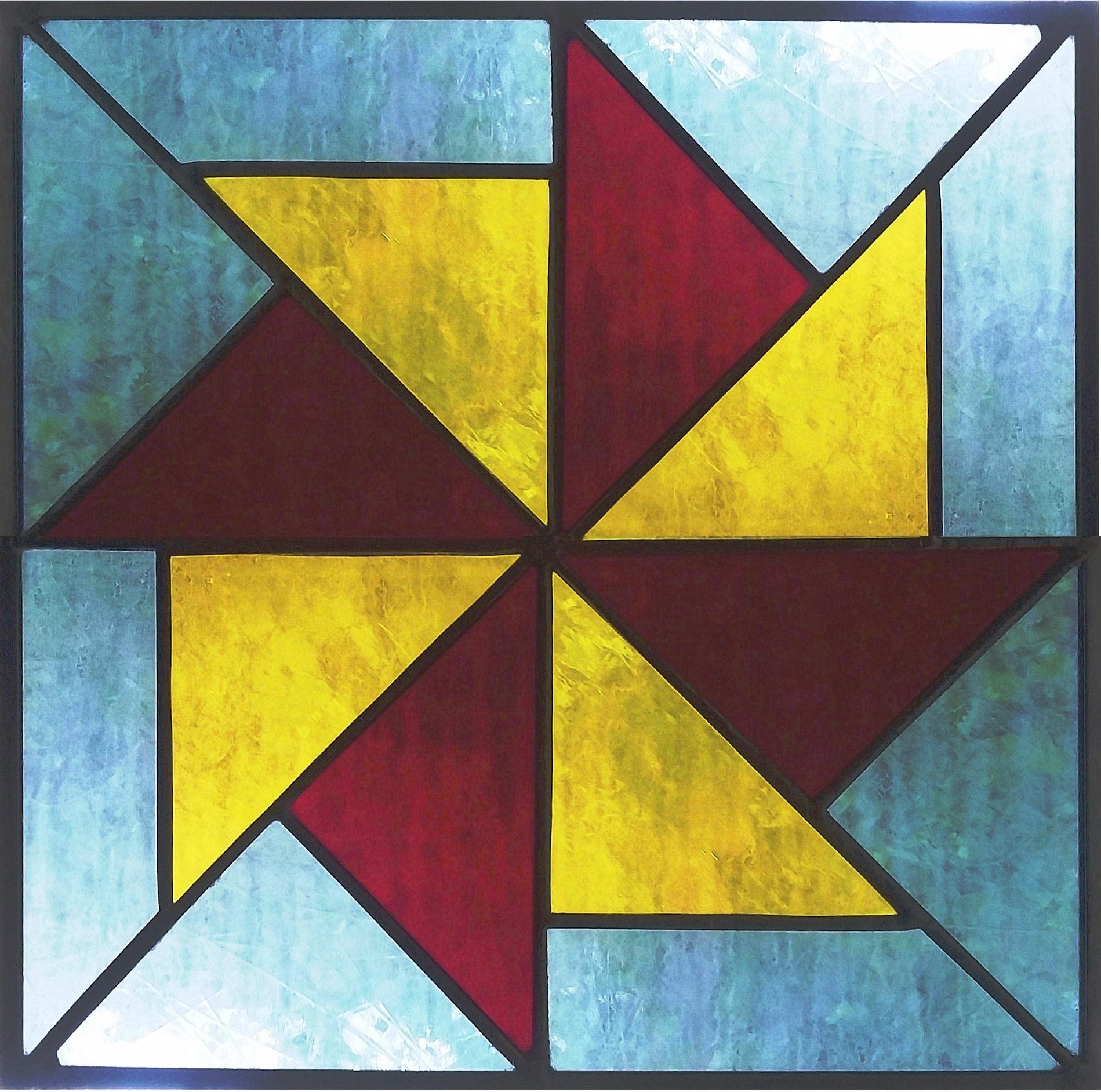 12" X 12" Stained Glass "windmill Traditional" Pattern PDF B&W Digital ...