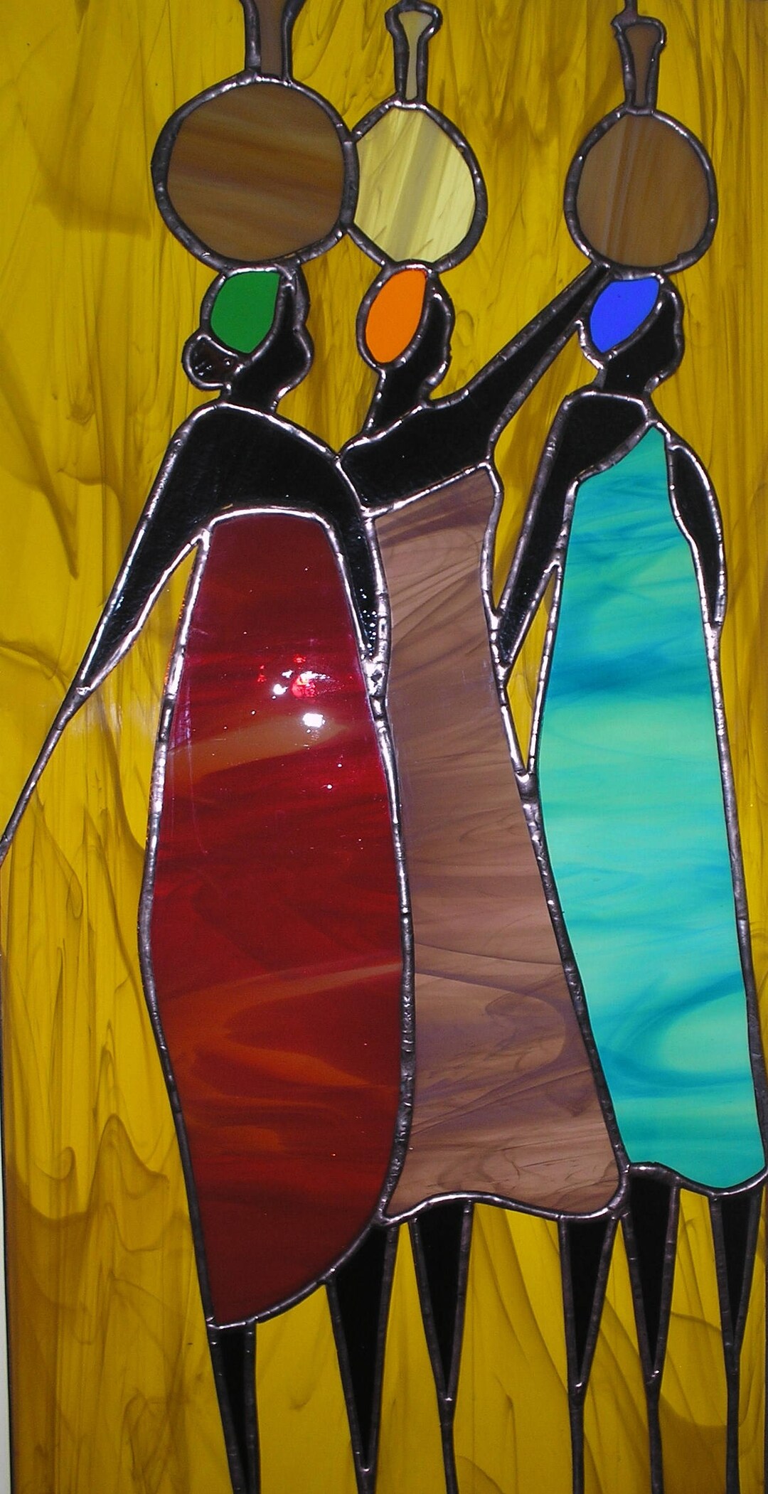 Stained Glass 12" X 24" "african Ladies" Pattern PDF B&W Digital ...