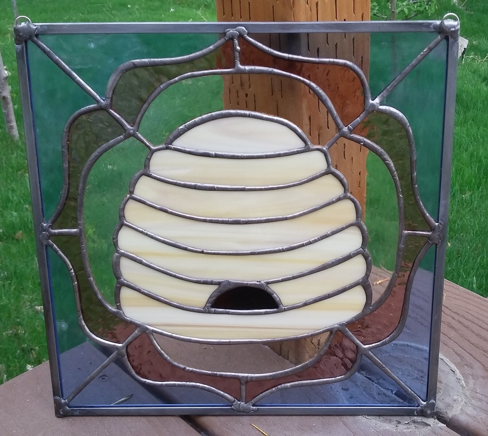 Stained Glass 12 X 12 beehive of - Etsy